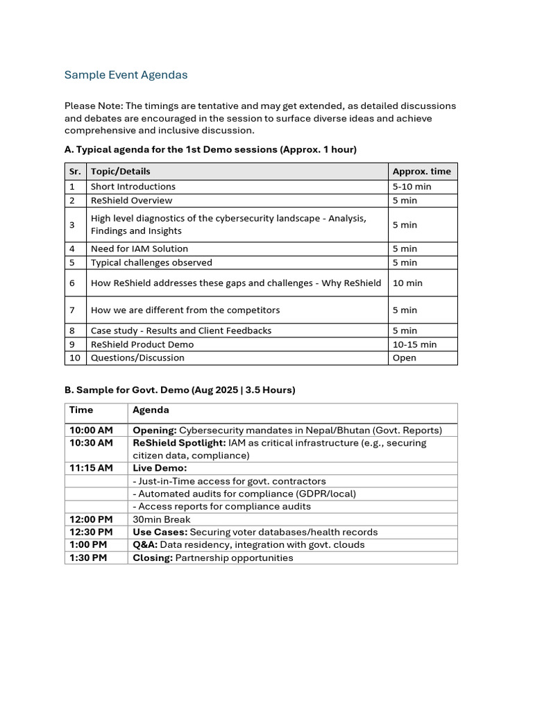 Sample Agendas | PDF | Computer Security | Security