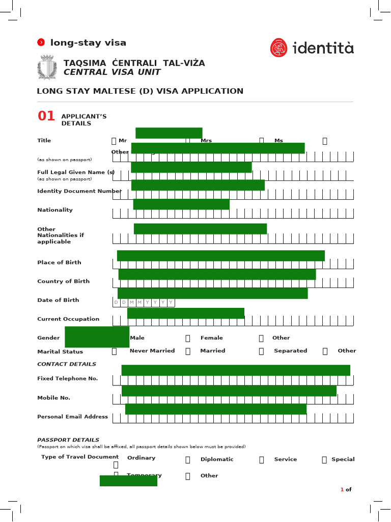 National (D) Visa Application Sample | PDF | Travel Visa | Passport