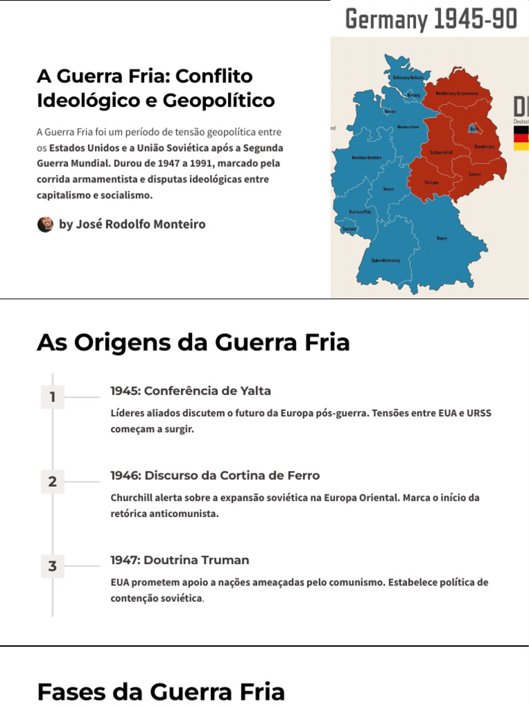 Guerra Fria: Conflitos e Consequências | PDF | Guerra Fria | União ...