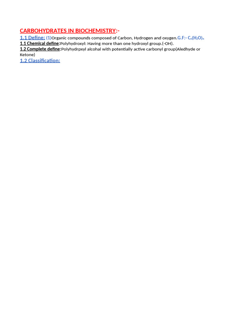 Carbohydrates in Biochemistry | PDF