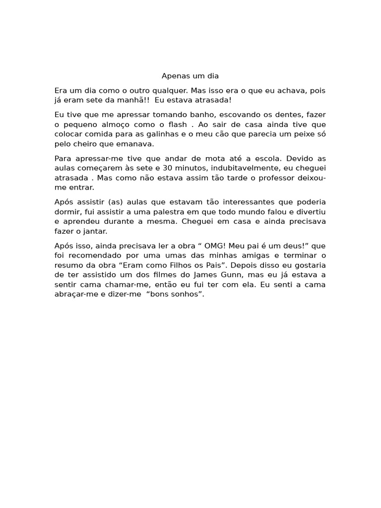 Um Dia Apressado e Cheio de Tarefas | PDF