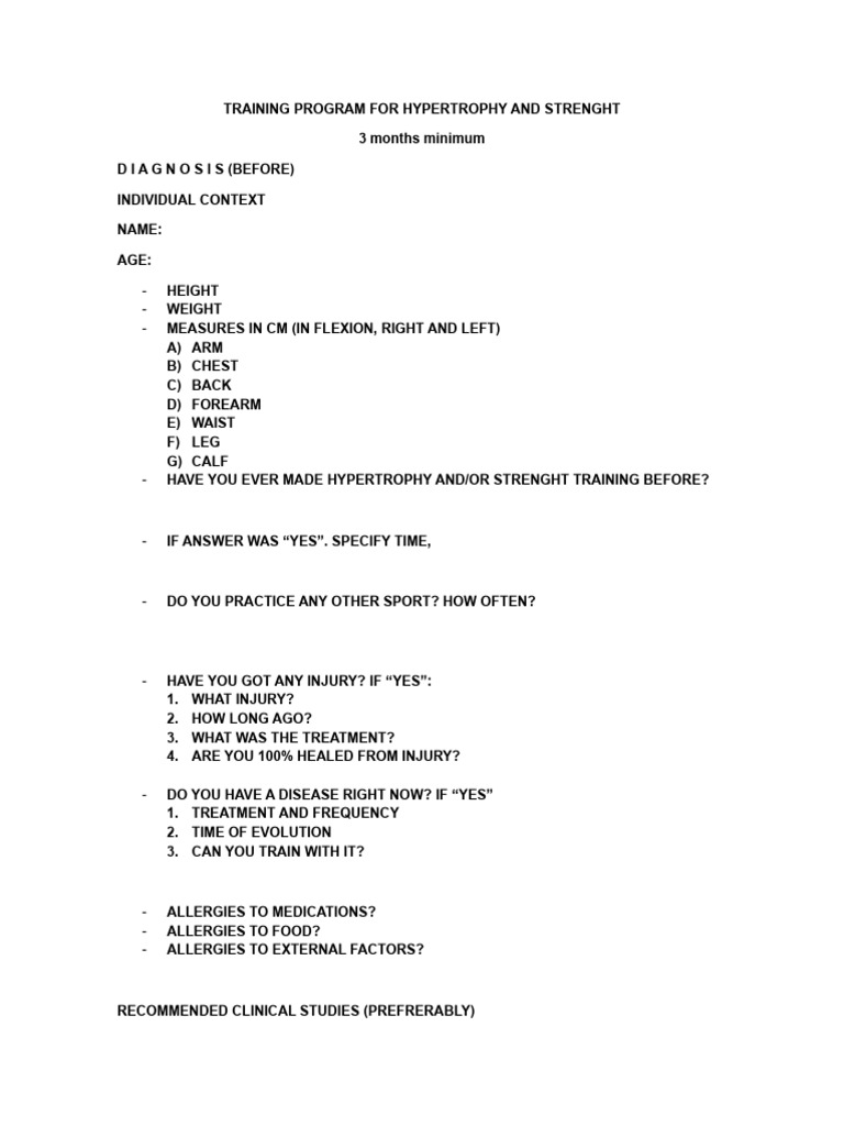 Hypertrophy and Strength Training Program | PDF | Strength Training ...