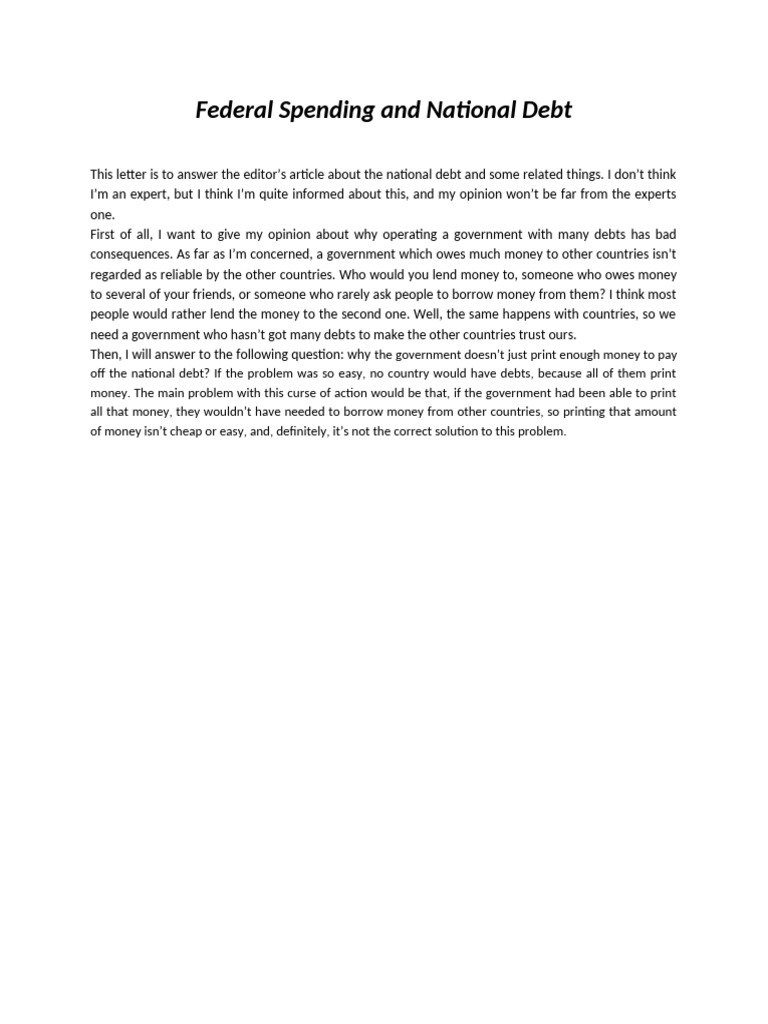 Assignment 14 Federal Spending & National Debt | PDF