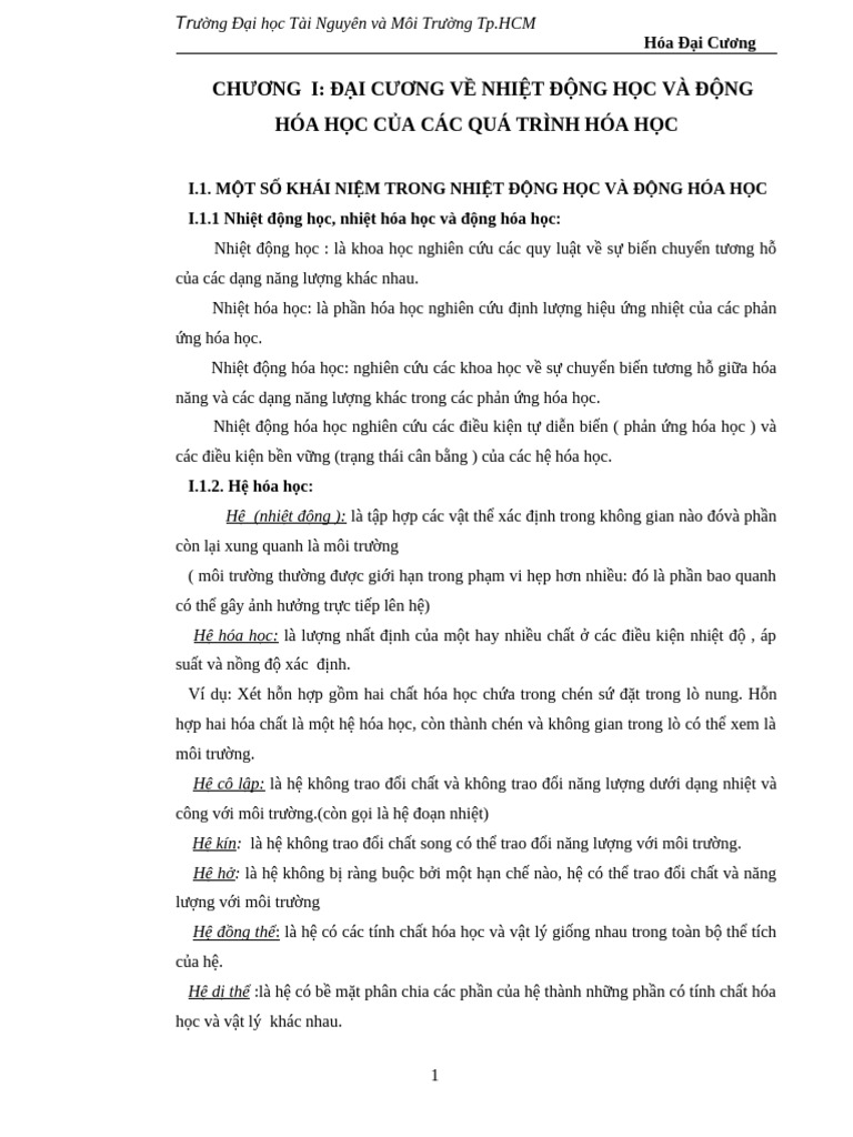 Giáo Trình Hóa Đại Cương Trường Đ H TN & MT | PDF