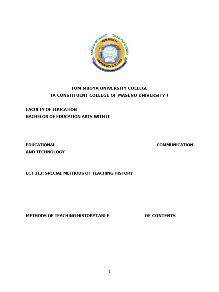 Ect 312 Methods of Teaching History Notes T M U C | PDF | Knowledge ...
