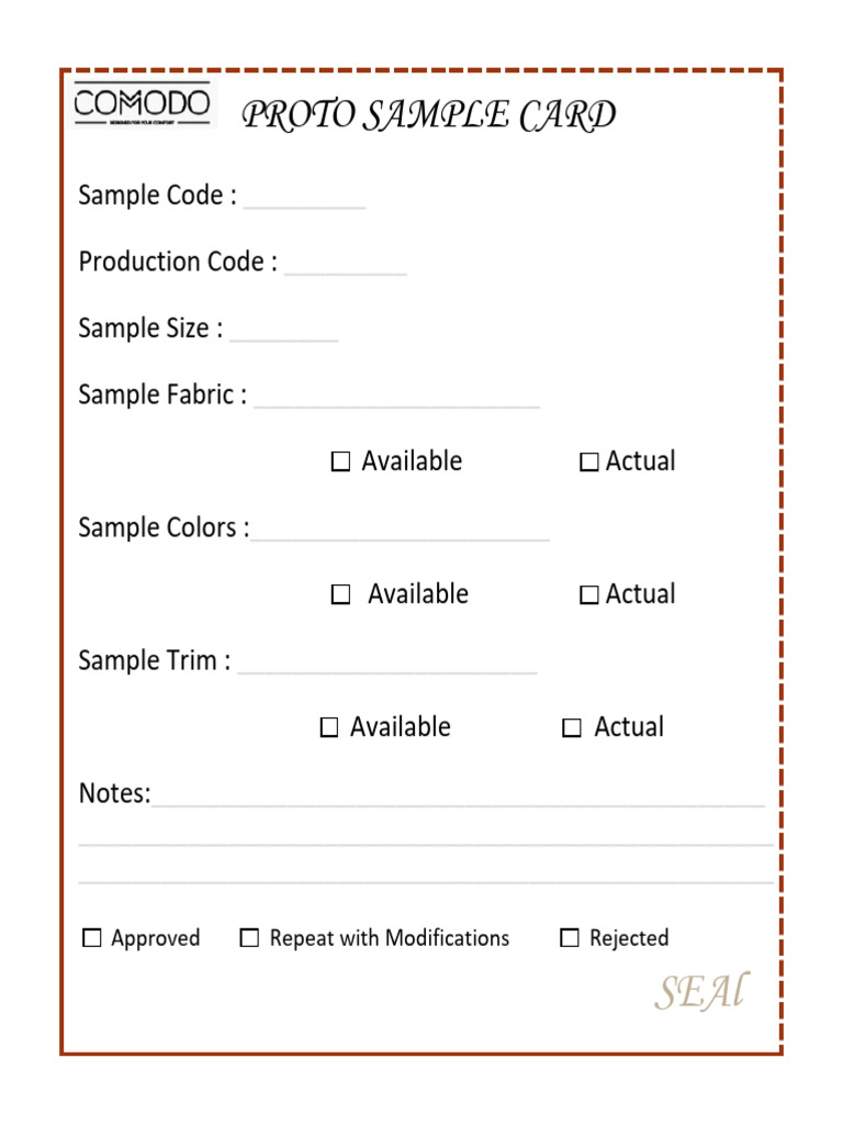 Sample Card Template for Production | PDF