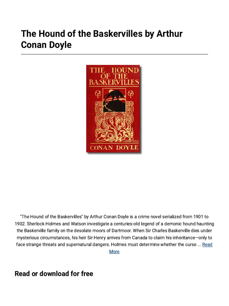The Hound of the Baskervilles by Arthur Conan Doyle _ Project Gutenberg ...