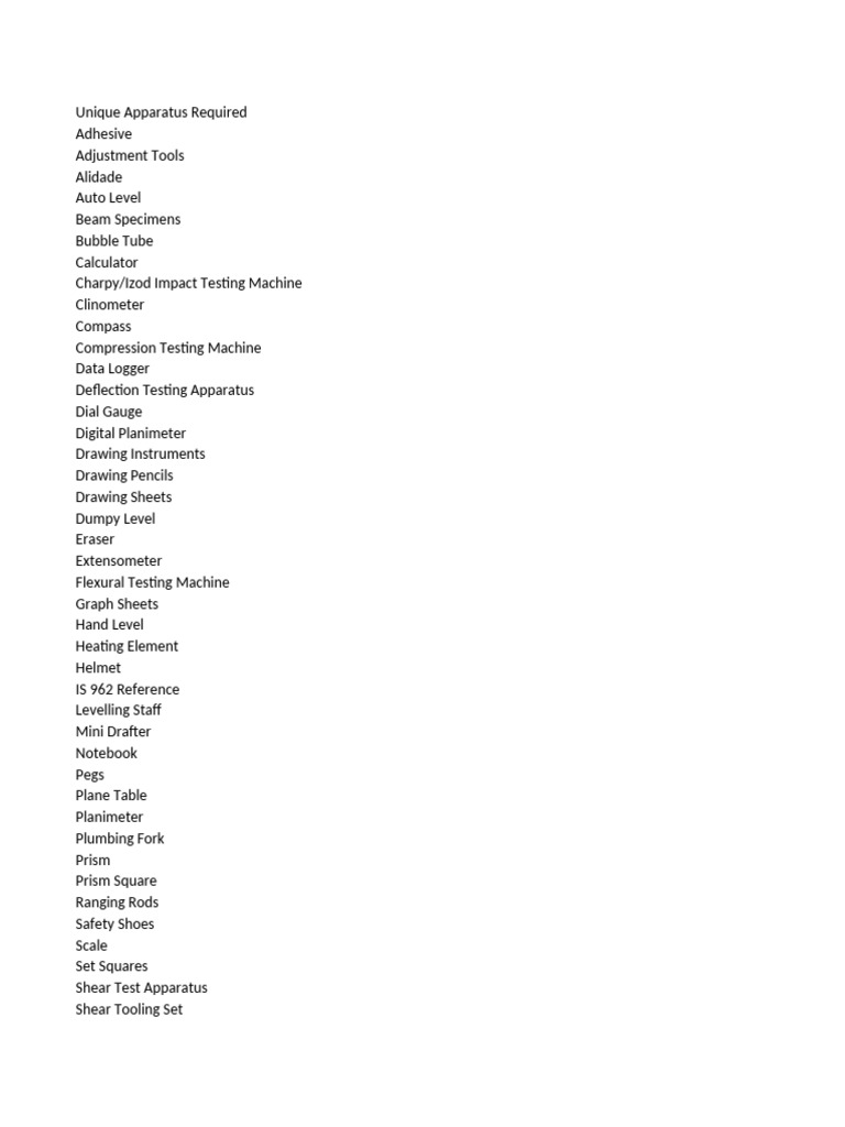 Essential Testing Equipment List | PDF