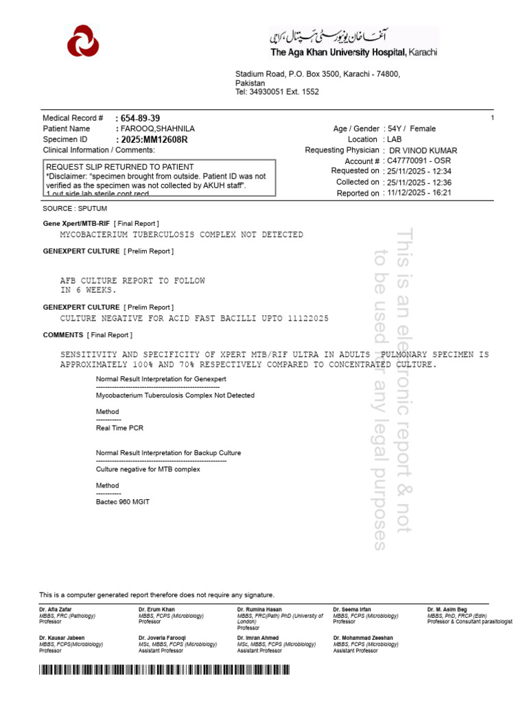 Negative TB Test Results for Patient Farooq | PDF | Clinical Medicine ...