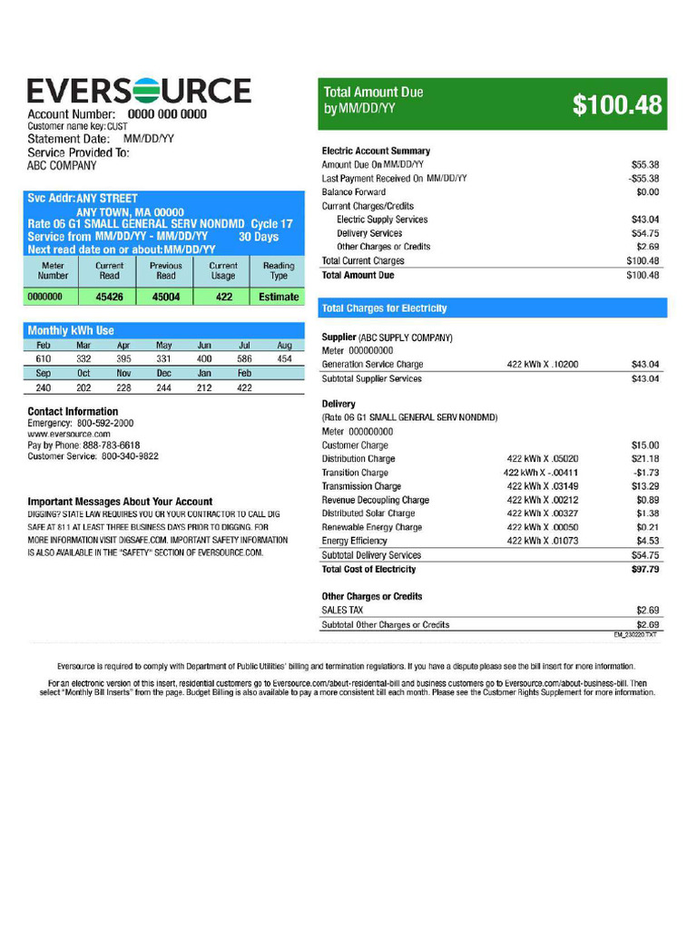 Ema Sample Bill Electric Business Page 2 | PDF