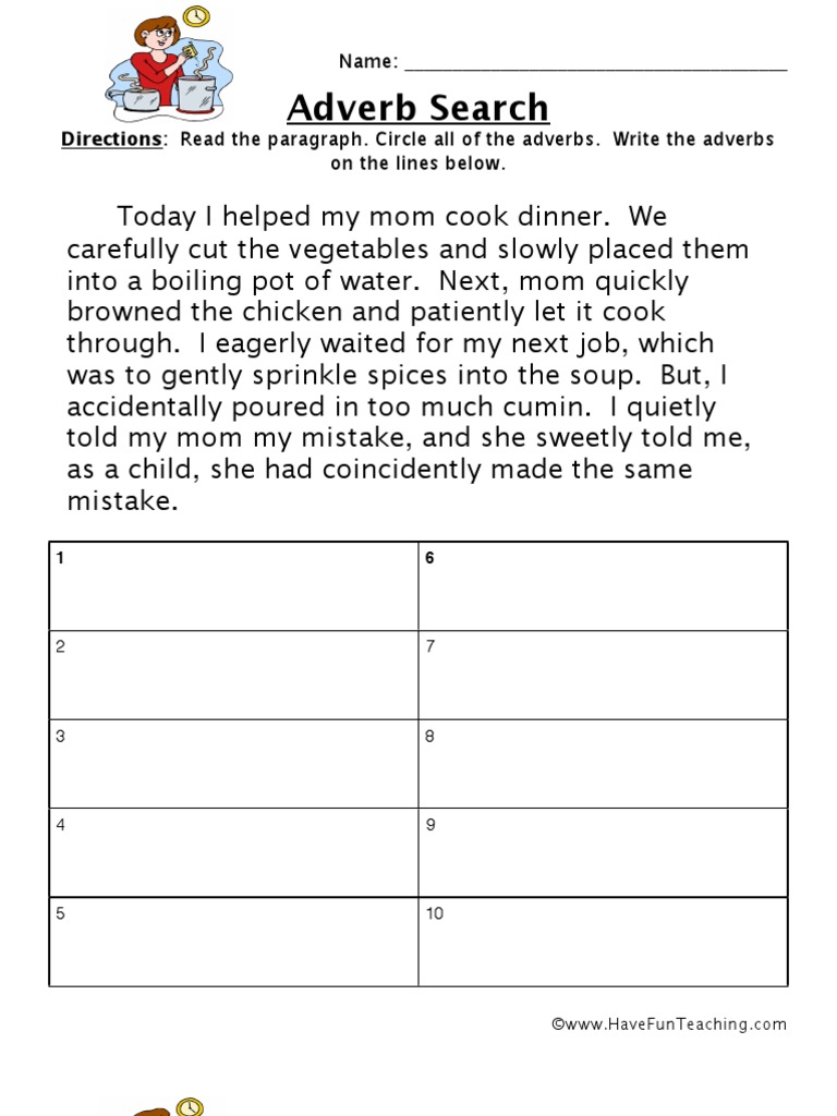 Adverb Worksheet | PDF