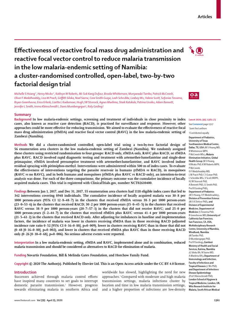 Effectiveness-of-reactive-focal-mass-drug-administ | PDF | Malaria ...