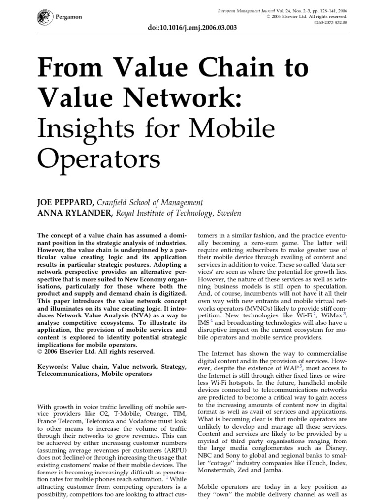 From Value Chain To Value Network | PDF | Mobile Phones | Business Model