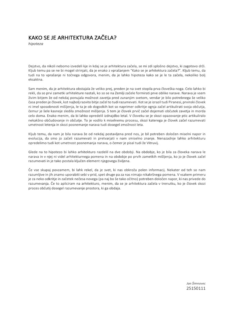 Kako Se Je Arhitektura Začela | PDF