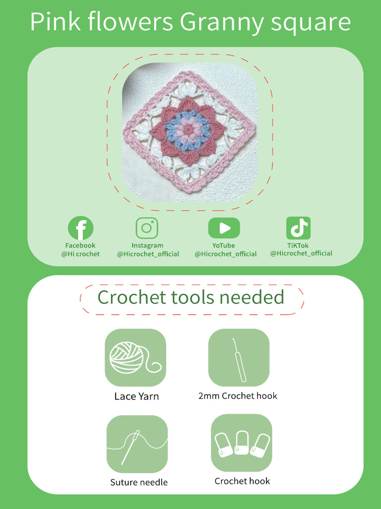 Pink Flowers Granny Square | PDF