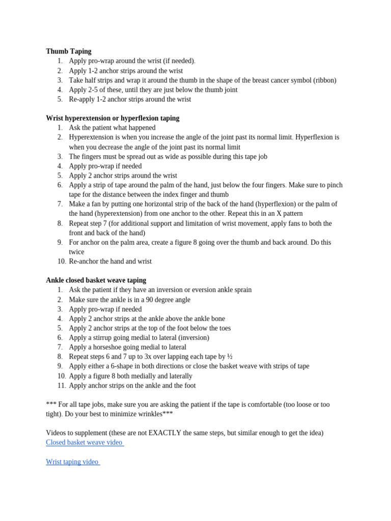 Copy of Taping Instructions | PDF