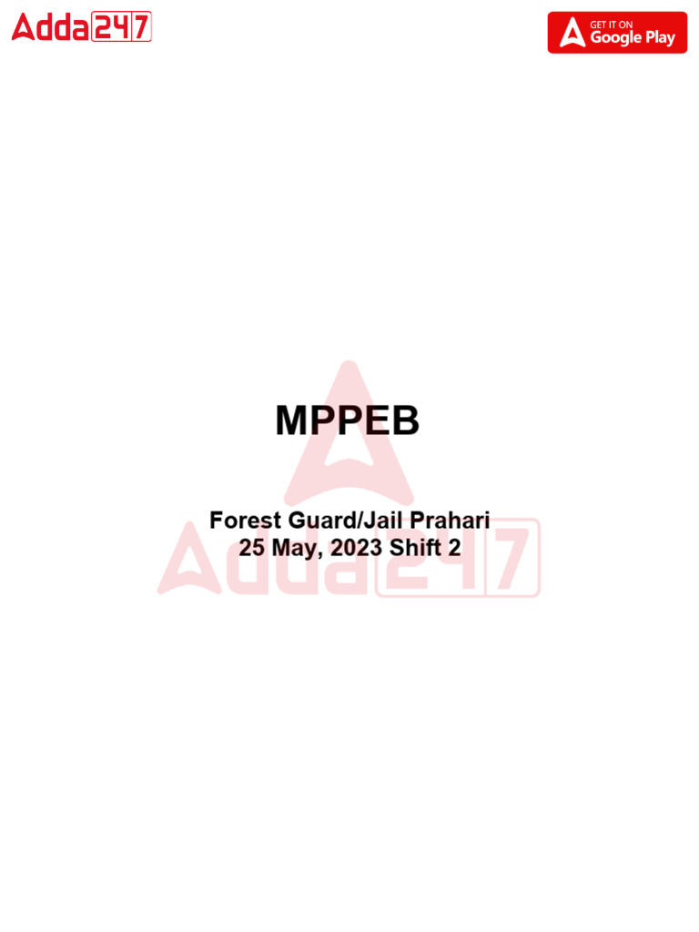 MP Forest Guard Jail Prahari Combined Exam Official Paper Held On - 25 ...