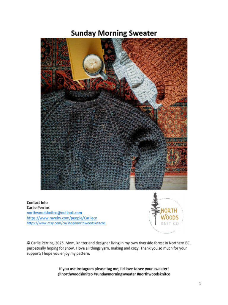 Sunday Morning Sweater Knitting Pattern | PDF | Knitting | Yarn
