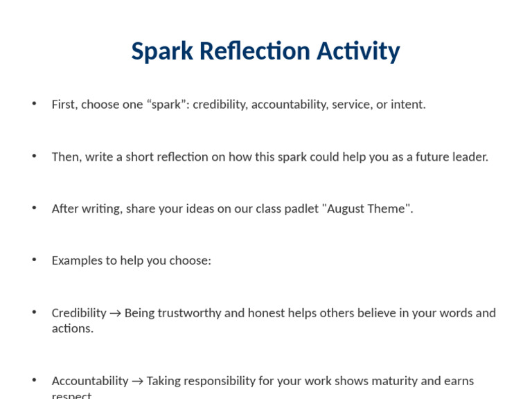 Spark Reflection Activity | PDF