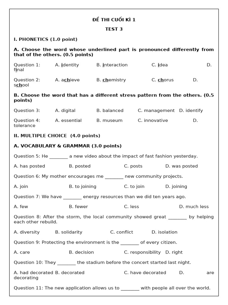 Final Exam Test 3: Phonetics & Comprehension | PDF | Crafts | Tourism