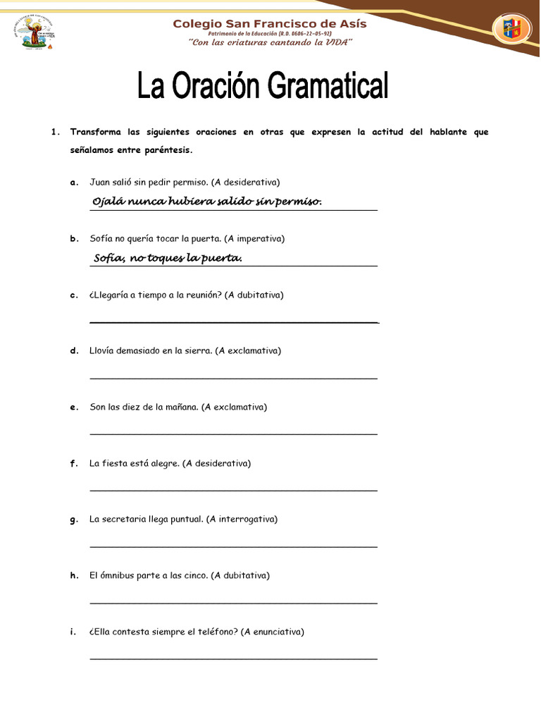 Transformación de Oraciones en Español | PDF | Asunto (gramática)