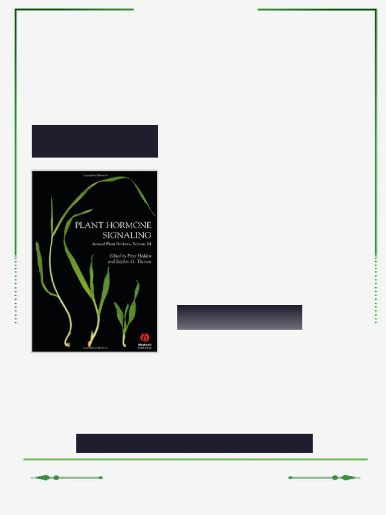 Plant Hormone Signaling Annual Plant Reviews Volume 24 1st Edition ...