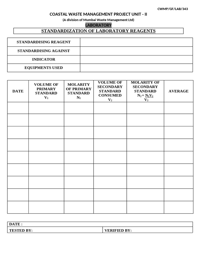 343-Standardization of Lab Reagent | PDF