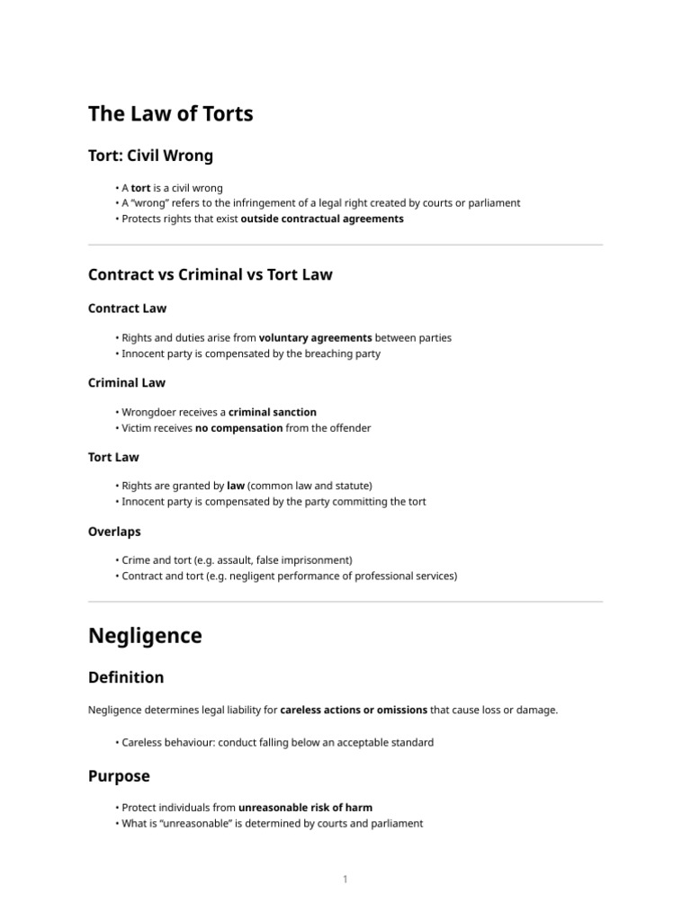 Understanding Tort Law and Negligence | PDF | Negligence | Tort
