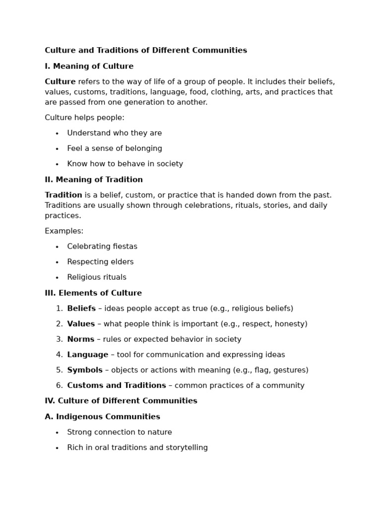 Exploring Community Cultures and Traditions | PDF | Traditions | Community