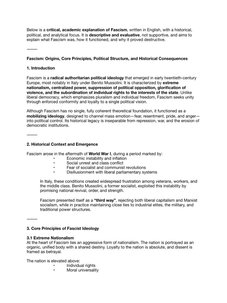 Understanding Fascism: Ideology and Impact | PDF | Fascism | Nationalism