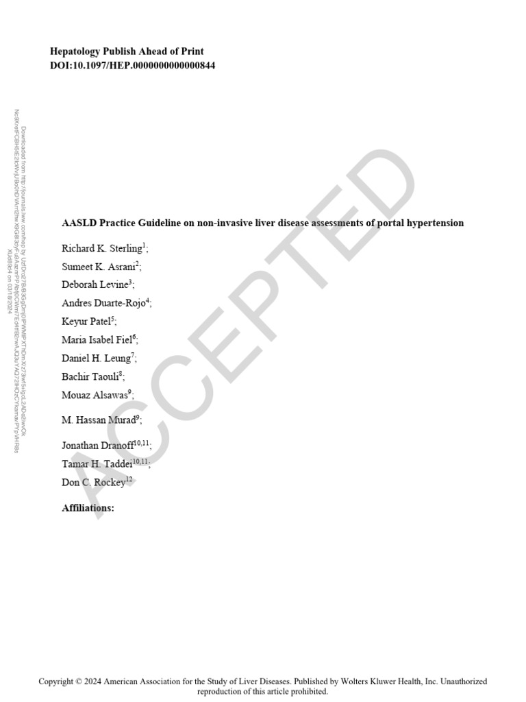 2024 - AASLD - Non-Invasive Liver Assessments of Portal Hypertension ...