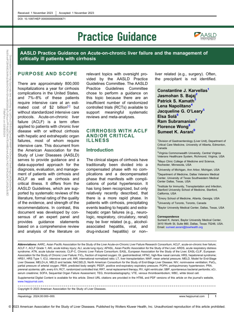 2023_AASLD_Acute-On-chronic Liver Failure and Management of Critically ...