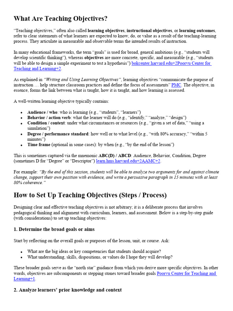 Objectives of The Lesson Plan | PDF | Educational Assessment | Learning