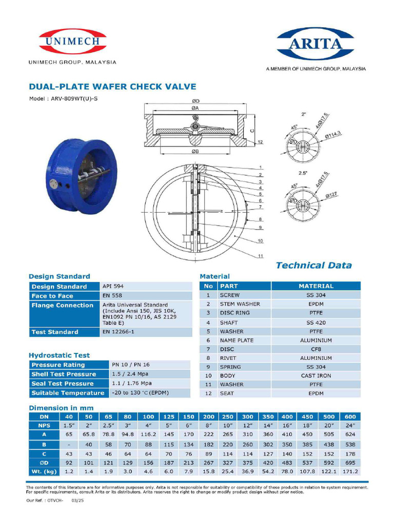 Arita CI-Dual Plate Wafer Check Valve | PDF
