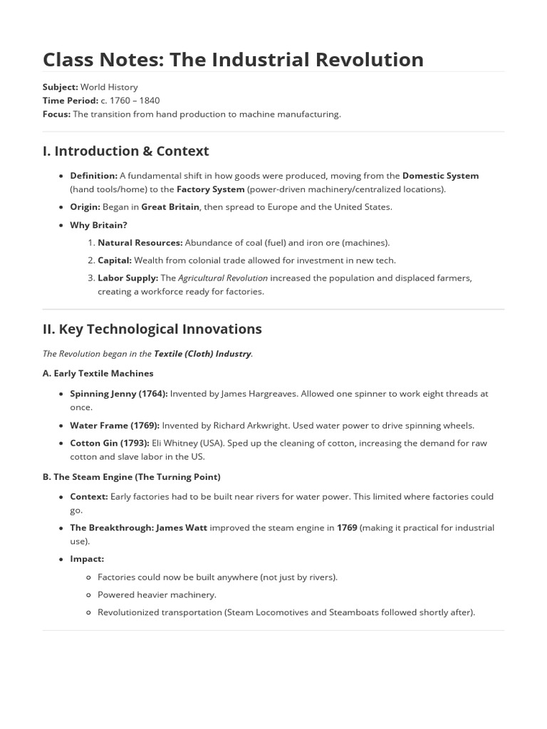 Industrial Revolution Overview and Impact | PDF | Industrial Revolution ...