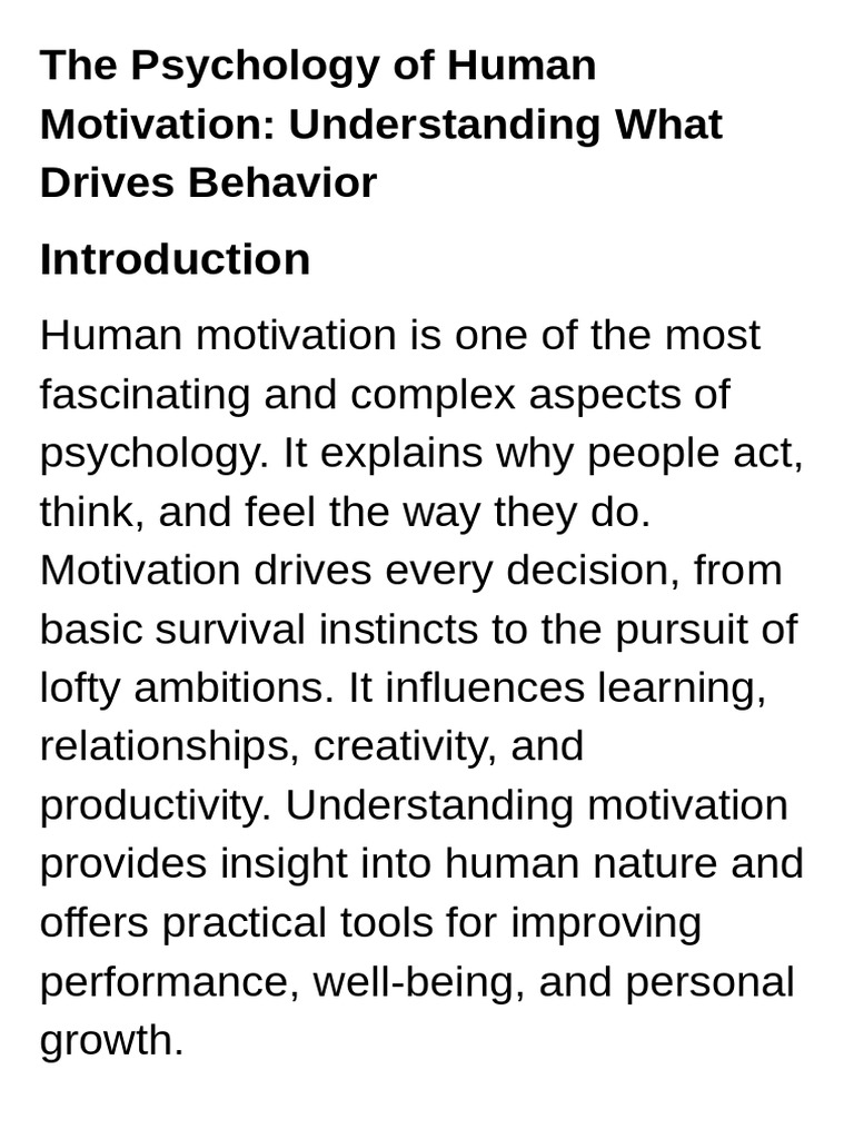 Understanding Human Motivation Factors | PDF | Motivational | Motivation
