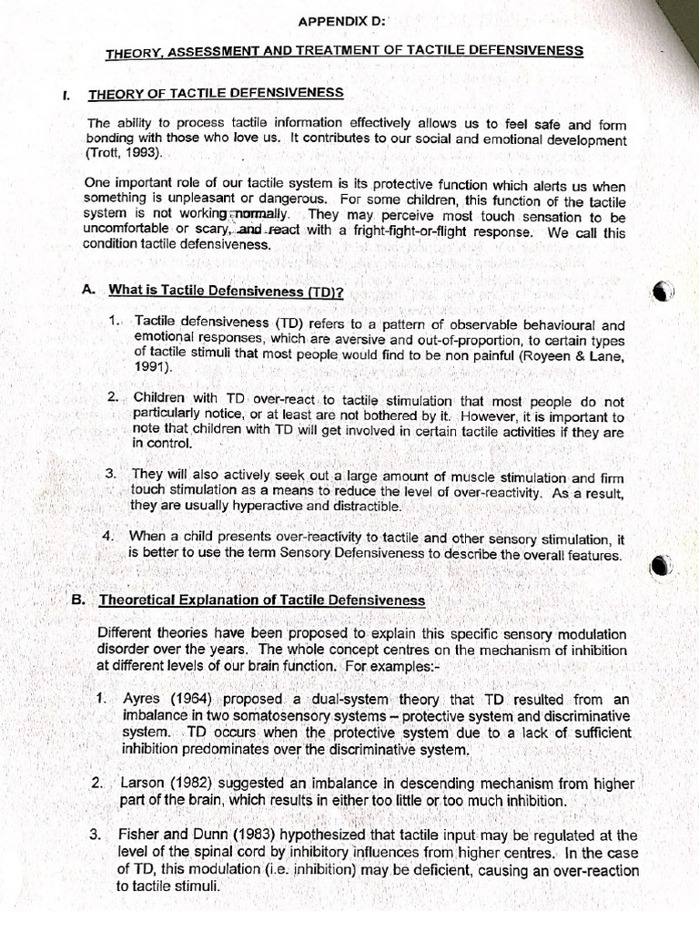 Sidney Chu Sensory Profile Appendix | PDF