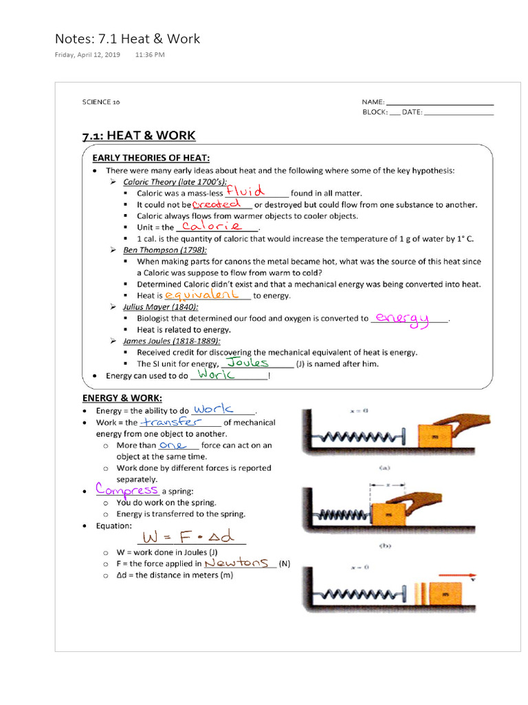 July 27 Notes - 10.1 Work & Energy | PDF
