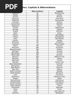 US States, Capitals, and Pronunciations | PDF | Geography | Spacetime