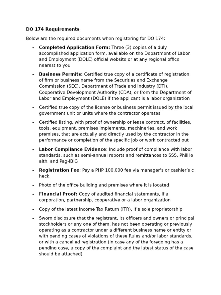 DO 174 Requirements | PDF