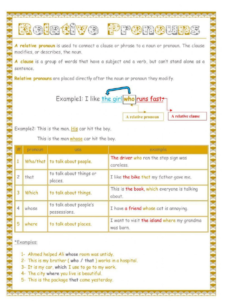 Relative Pronoun Worksheet | PDF