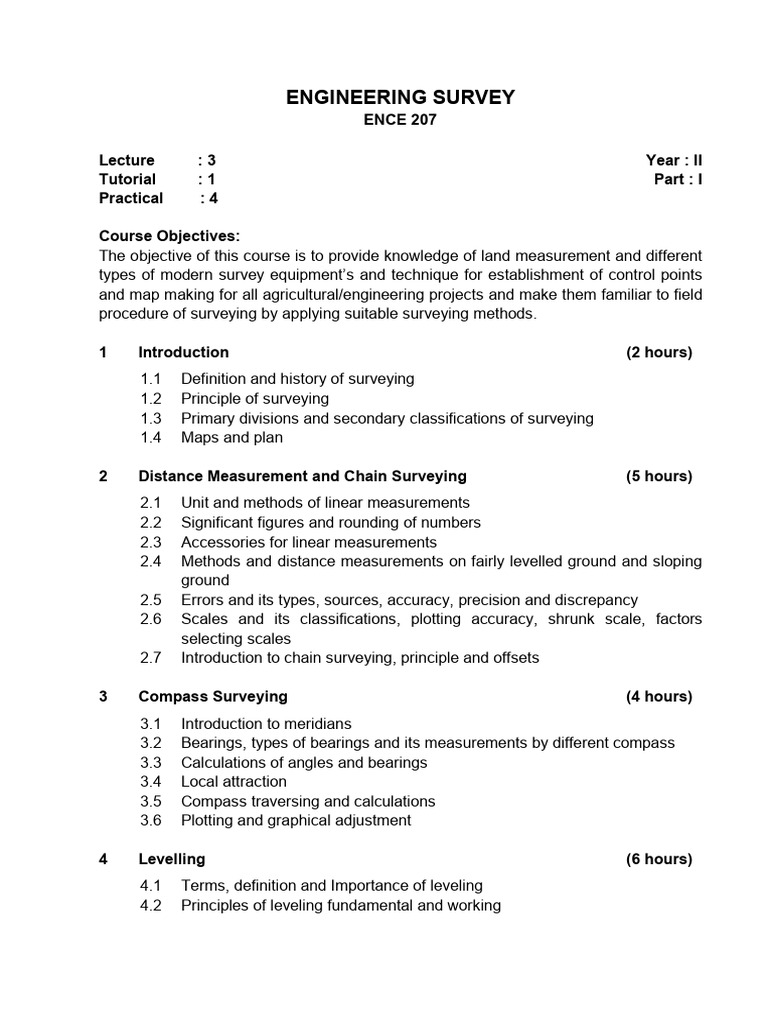 Engineering Survey Course Overview | PDF | Surveying | Geographic ...