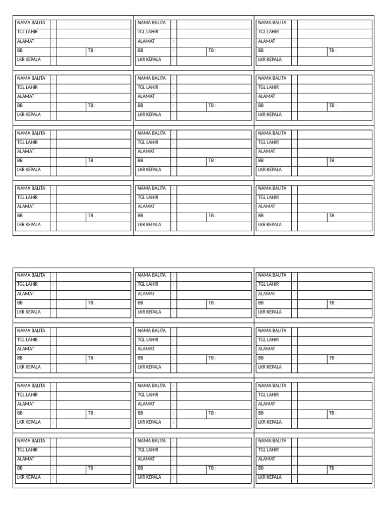 Form Penimbangan Nama Balita | PDF