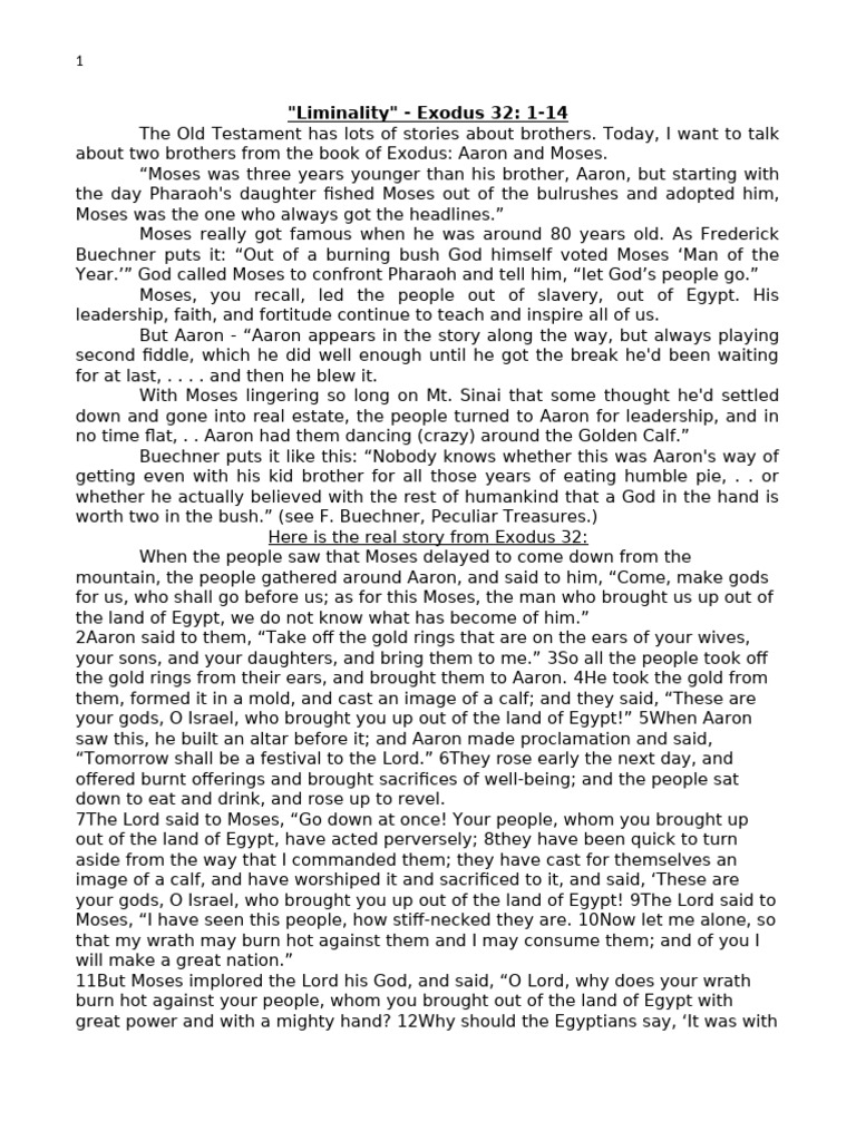 Liminality in Exodus: Aaron and Moses | PDF | Aaron | Moses