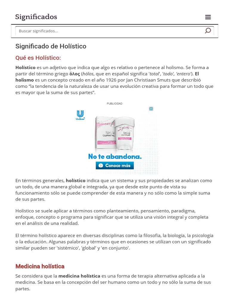 Significado de Holístico - Qué Es, Concepto y Definición | PDF | Holismo
