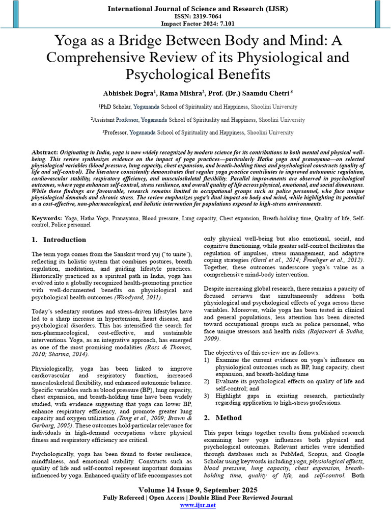 Yoga As A Bridge Between Body and Mind | PDF | Relaxation (Psychology ...