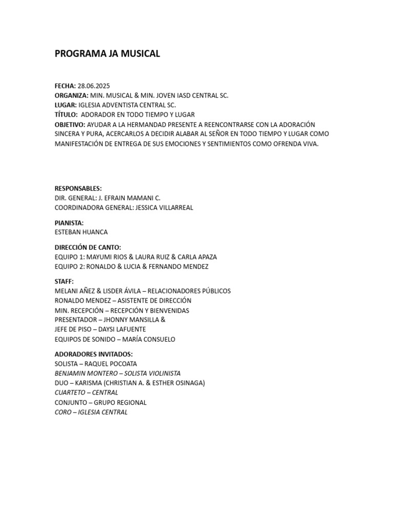 Programa Ja Musical | PDF