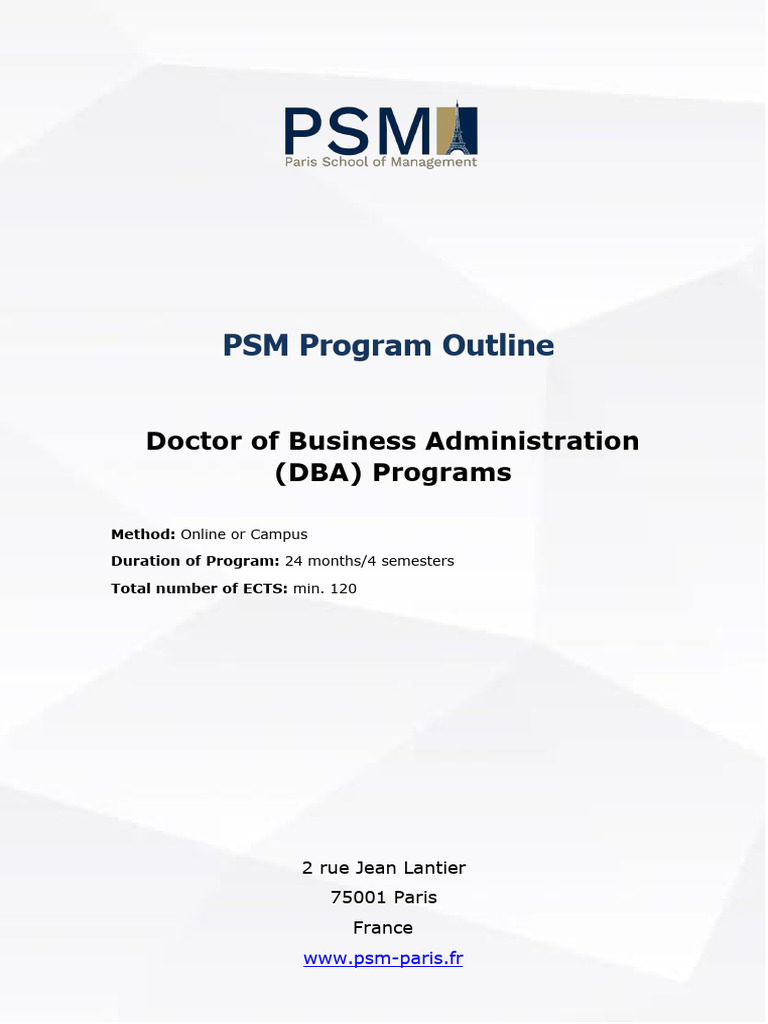 PSM Program Outline Doctor of Business Administration | PDF ...