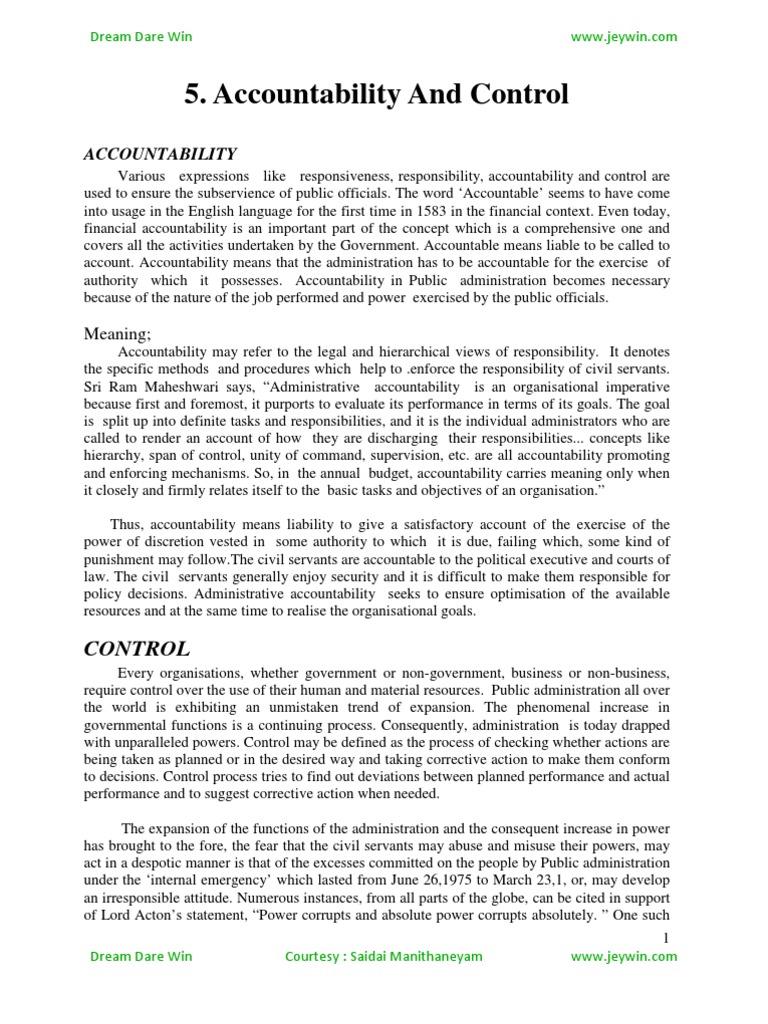 Accountability and Control in Public Admin | PDF | Bill (Law) | Committee
