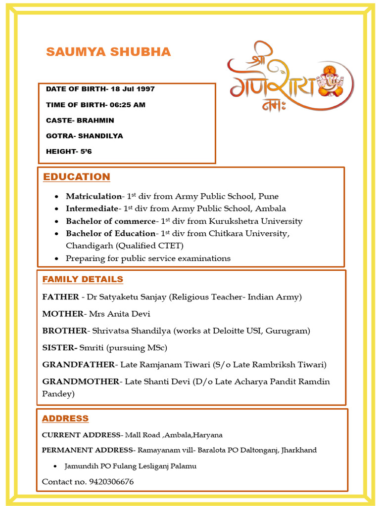 Profile of Saumya Shubha, 1997 | PDF